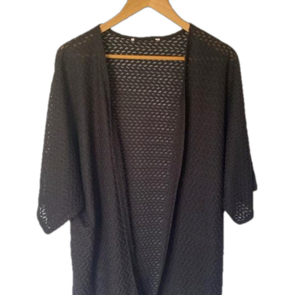 Swim | Fringed Open Front Swimbeach Cover Up Black | Poshmark